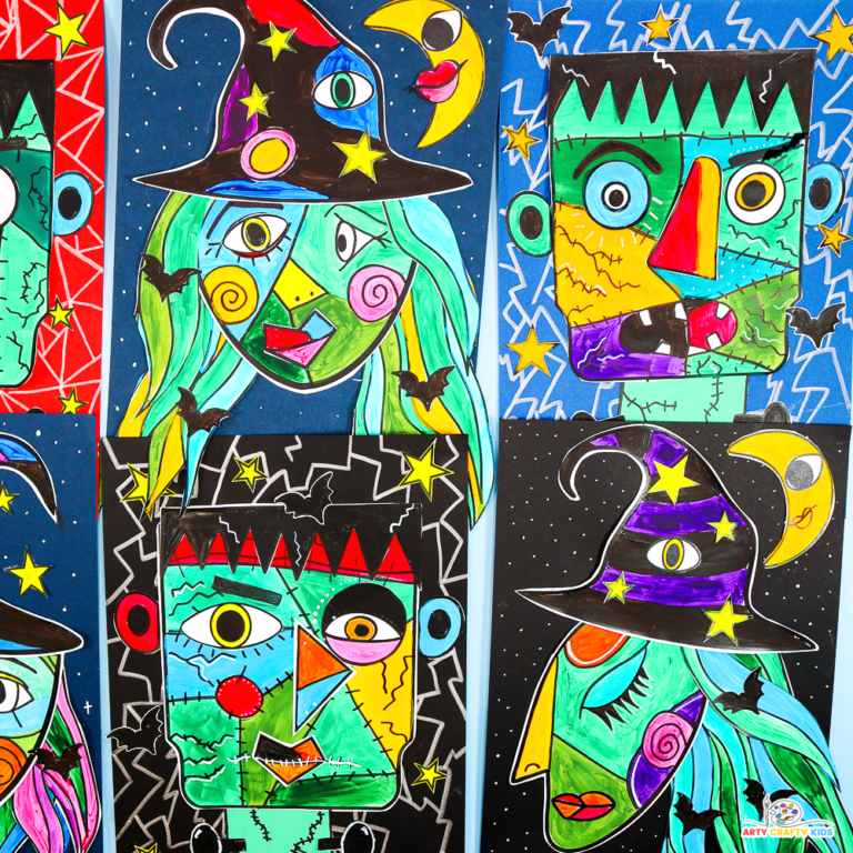 Picasso Frankenstein Collage Art for Halloween - Arty Crafty Kids Picasso Frankenstein Collage Art for Halloween - Arty Crafty Kids