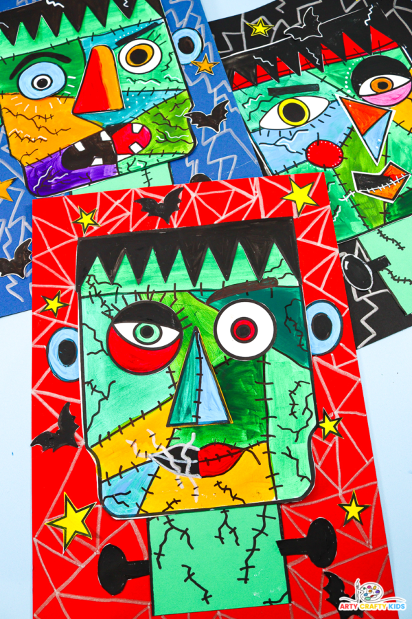 Picasso Frankenstein Collage Art for Halloween - Arty Crafty Kids Picasso Frankenstein Collage Art for Halloween - Arty Crafty Kids