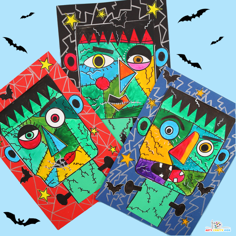 Picasso Frankenstein Collage Art for Halloween - Arty Crafty Kids Picasso Frankenstein Collage Art for Halloween - Arty Crafty Kids