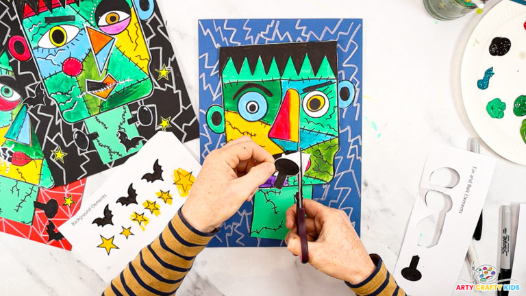 Picasso Frankenstein Collage Art for Halloween - Arty Crafty Kids Picasso Frankenstein Collage Art for Halloween - Arty Crafty Kids