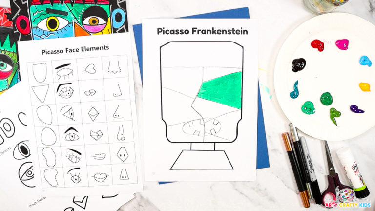 Picasso Frankenstein Collage Art for Halloween - Arty Crafty Kids Picasso Frankenstein Collage Art for Halloween - Arty Crafty Kids