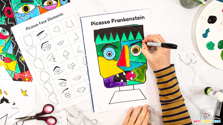Picasso Frankenstein Collage Art for Halloween - Arty Crafty Kids Picasso Frankenstein Collage Art for Halloween - Arty Crafty Kids
